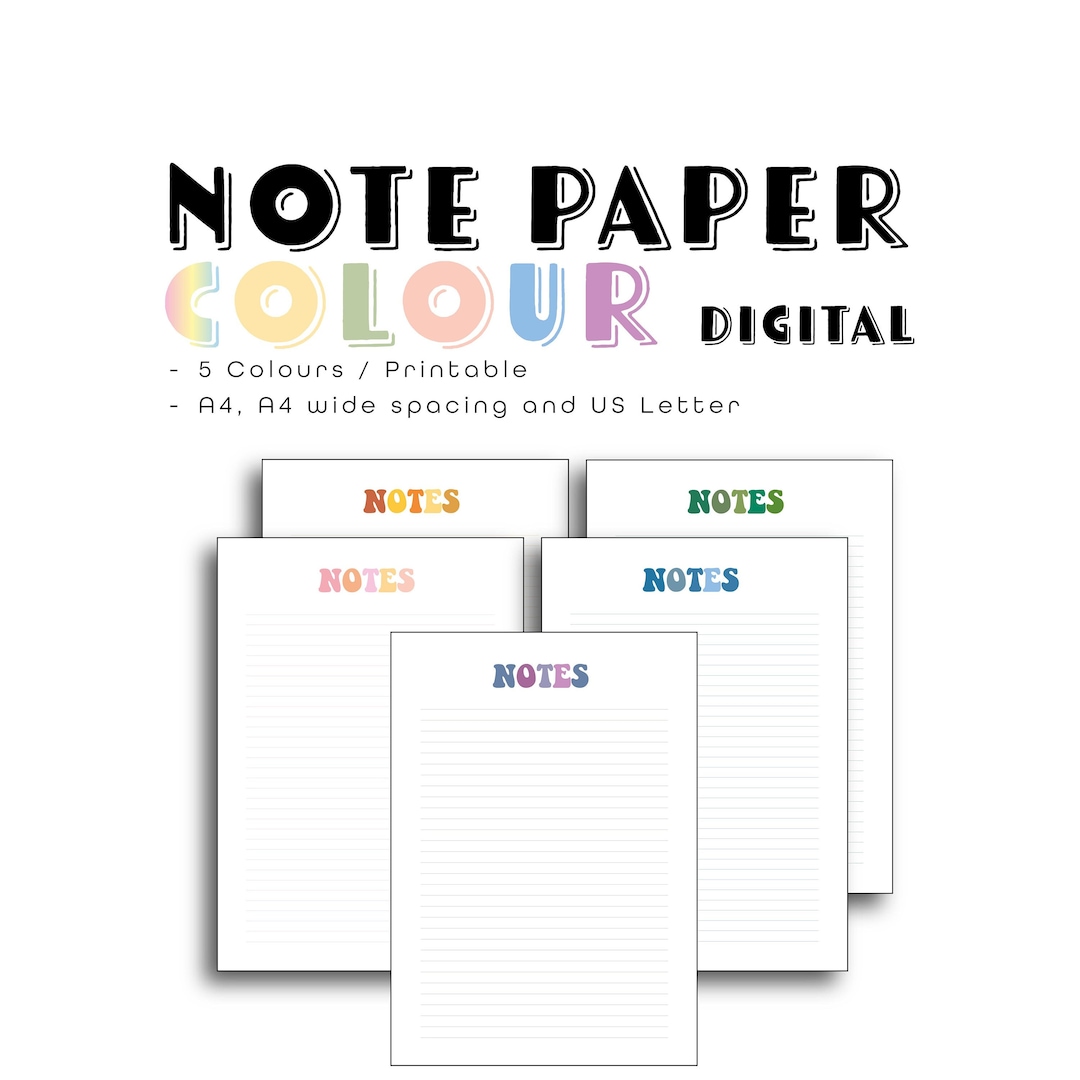 Lined Notepaper A4 US Letter Printable - Etsy