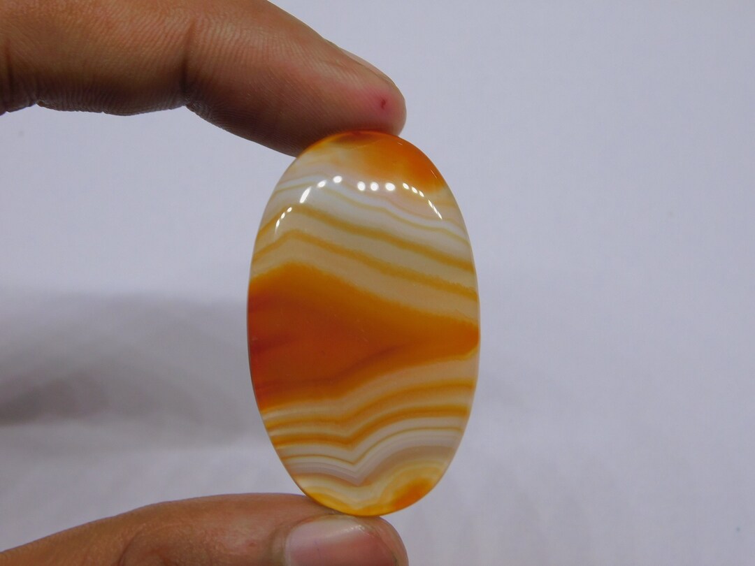 Orange Banded Agate Gemstone, Outstanding Banded Agate Cabochon Loose ...