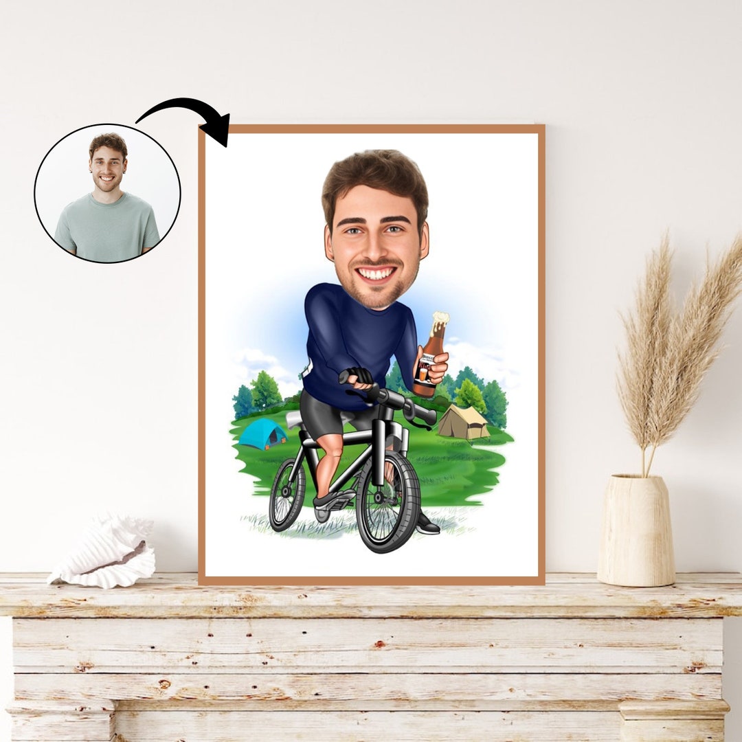 Custom Bicycle Rider Portrait, Unique Cycling Gift, Bespoke Bike ...