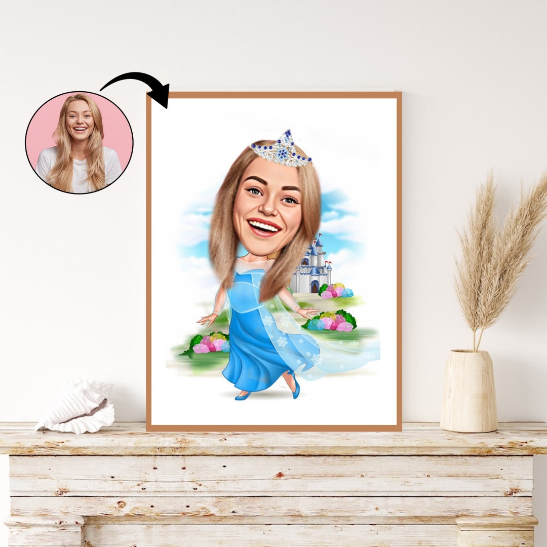 Enchant Her World With a Custom Elsa Caricature - Personalized Frozen ...