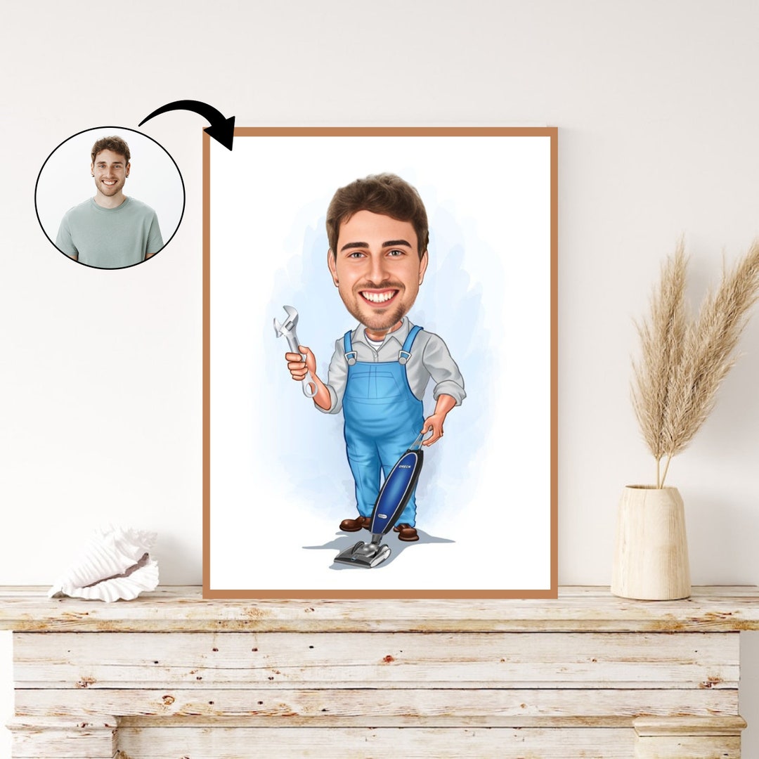 Custom Mechanic Caricature: Personalized Auto Repair Portrait ...
