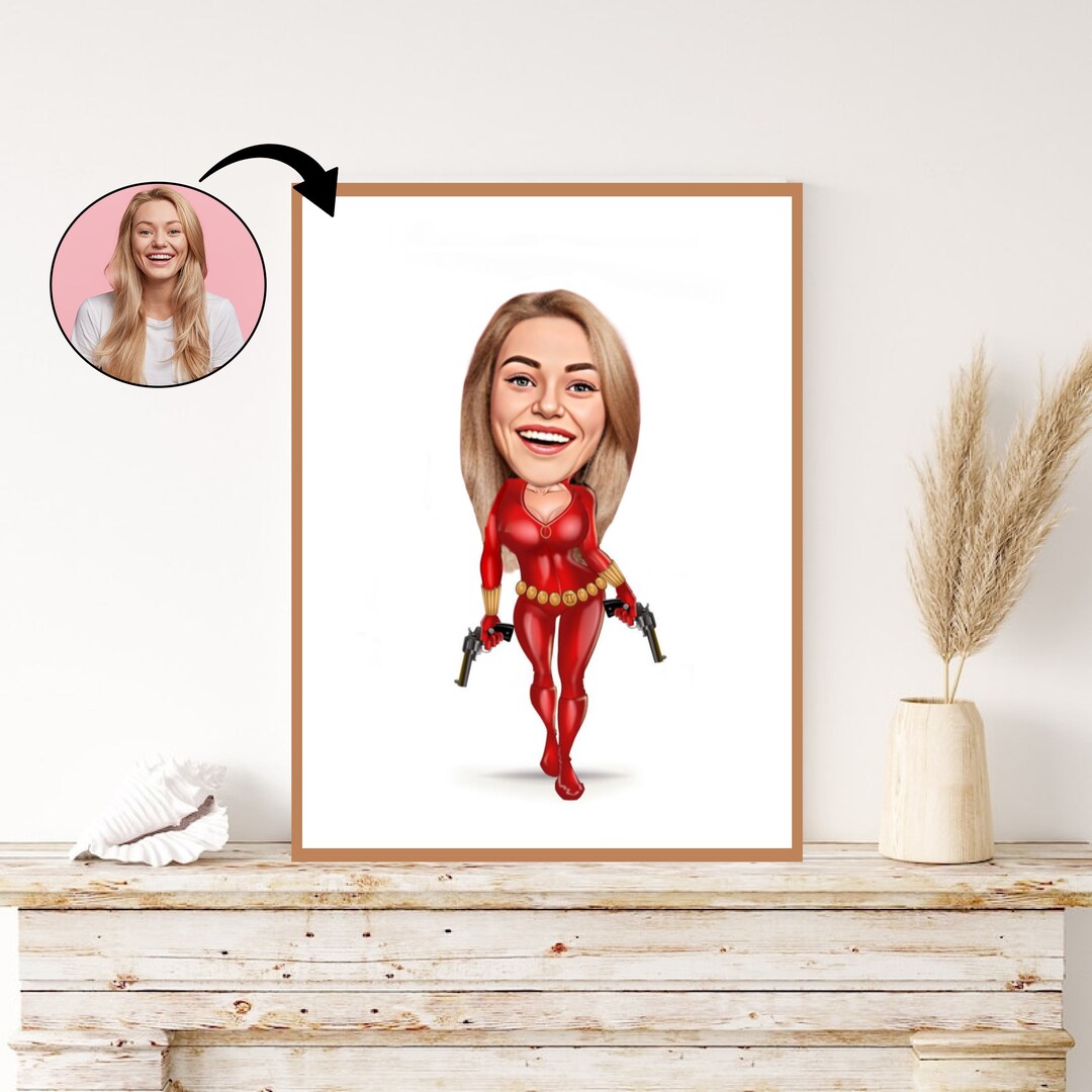 Personalized Movie Character Woman Caricature - Unique Cinematic ...