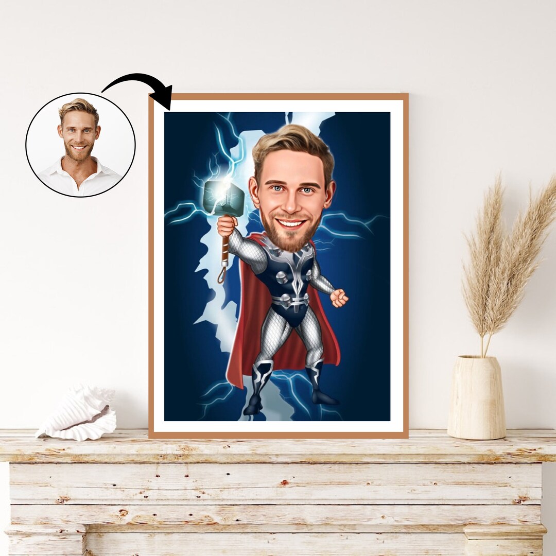 Custom Superhero Caricature: Personalized Hero Portrait - Etsy