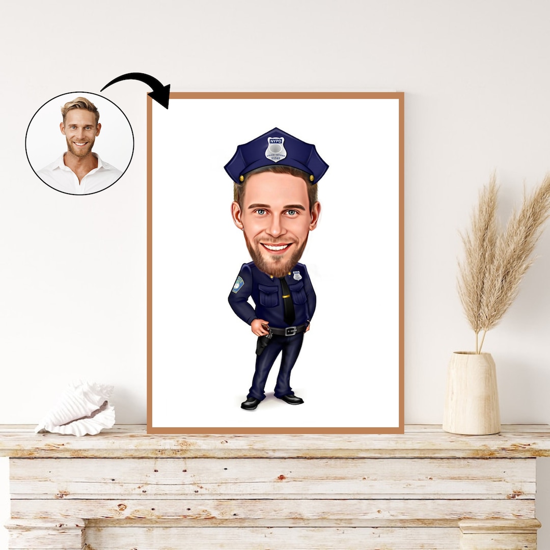Custom Police Caricature - Personalized Law Enforcement Portrait Gift ...