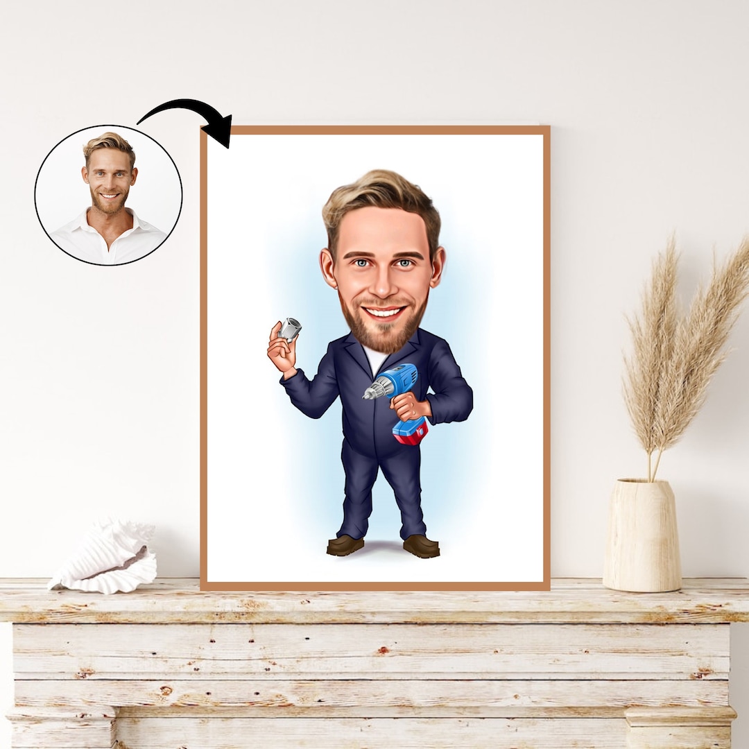 Custom Craftsman Caricature: Personalized Craftsman Portrait ...