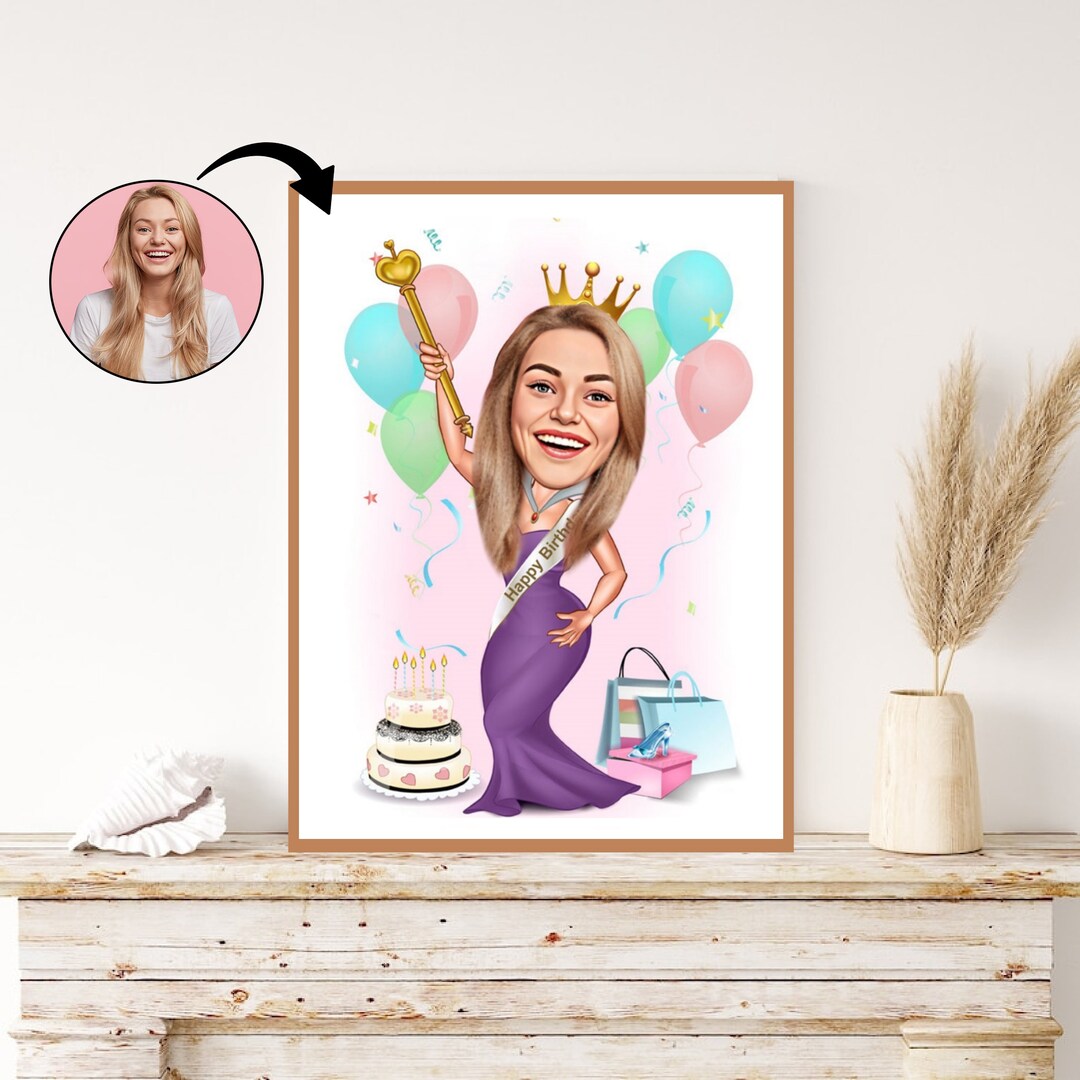 Personalized Birthday Portrait, Birthday Gift Idea, Digital Download ...
