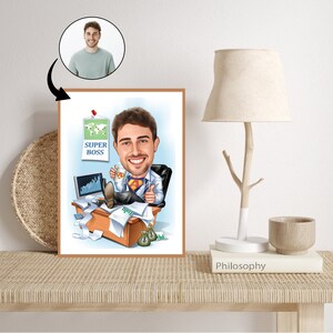 Personalized Cartoon Portrait, Boss Gift Idea, Digital Download Art ...