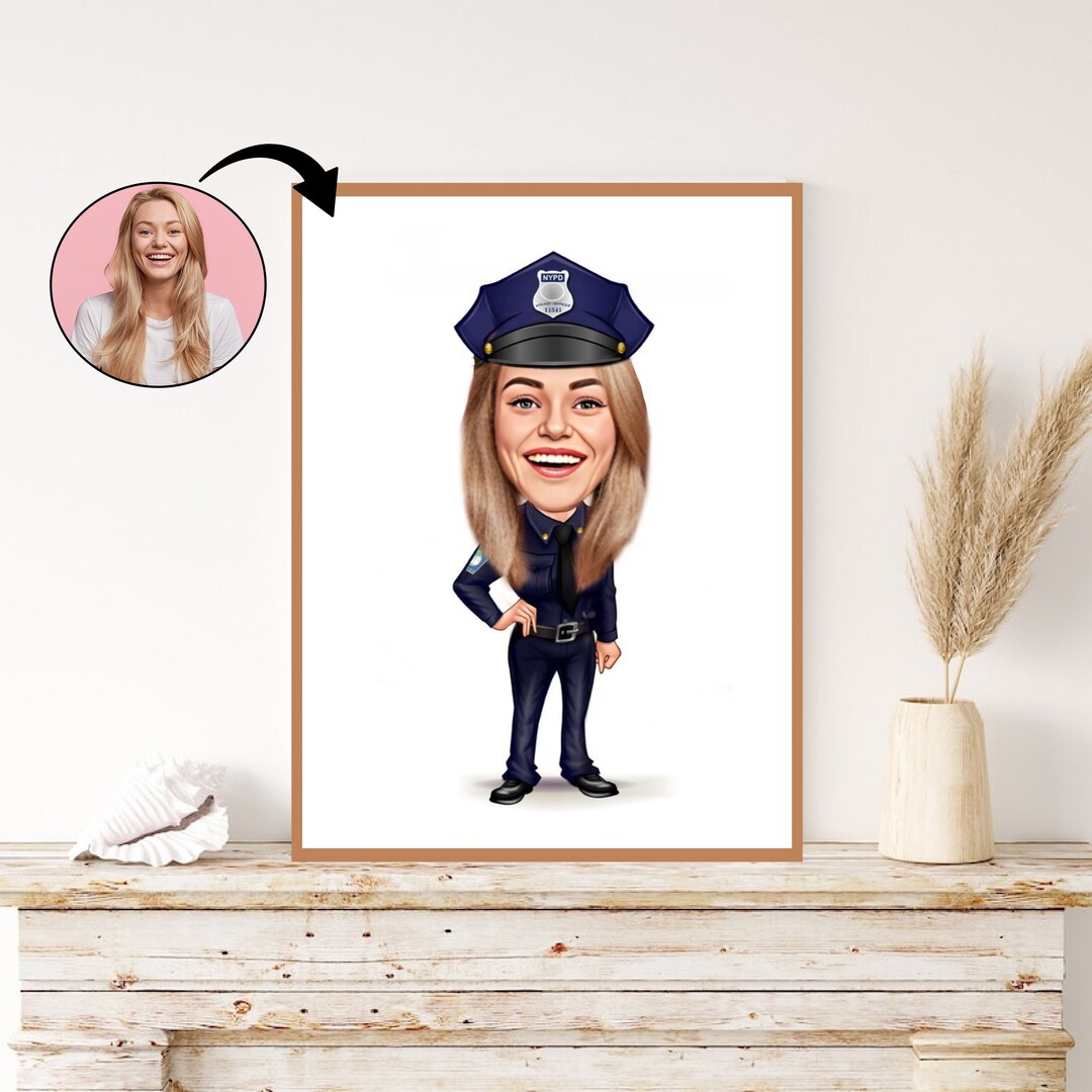 Custom Police Caricature for Her - Personalized Law Enforcement ...