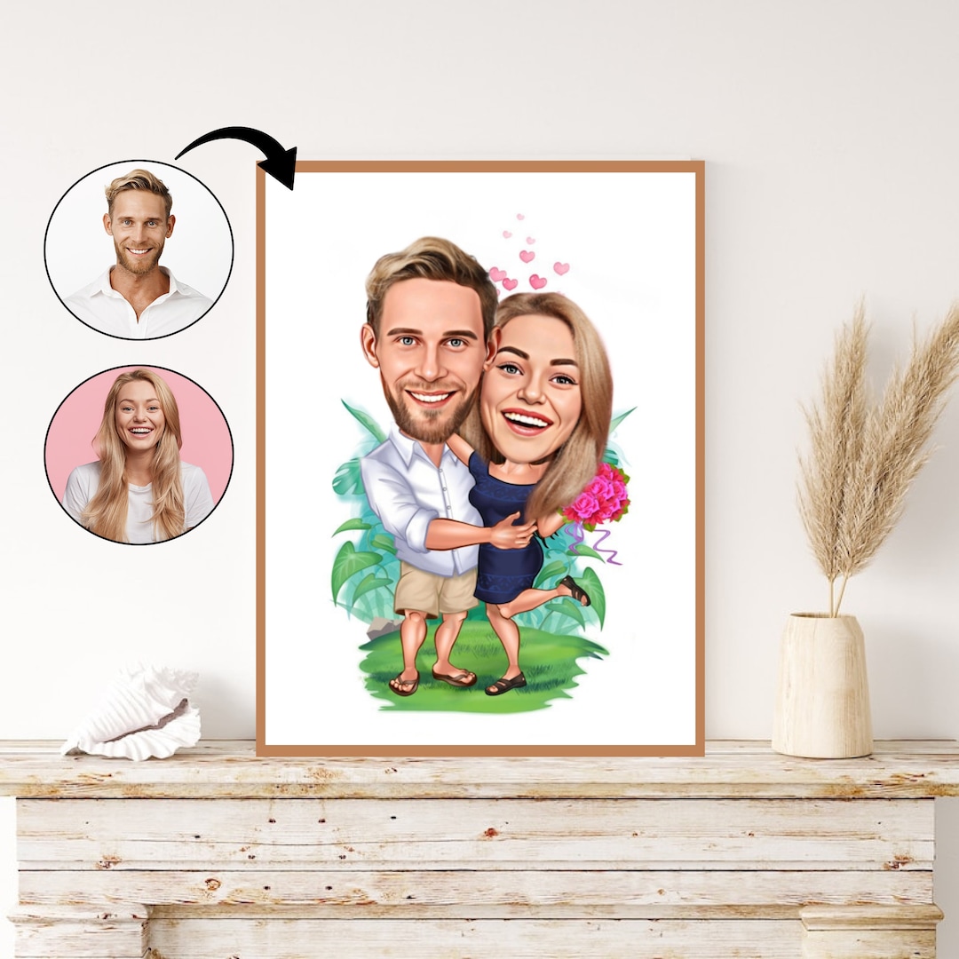 Personalized Couple Portrait, Unique Gift for Couples, Digital Download ...
