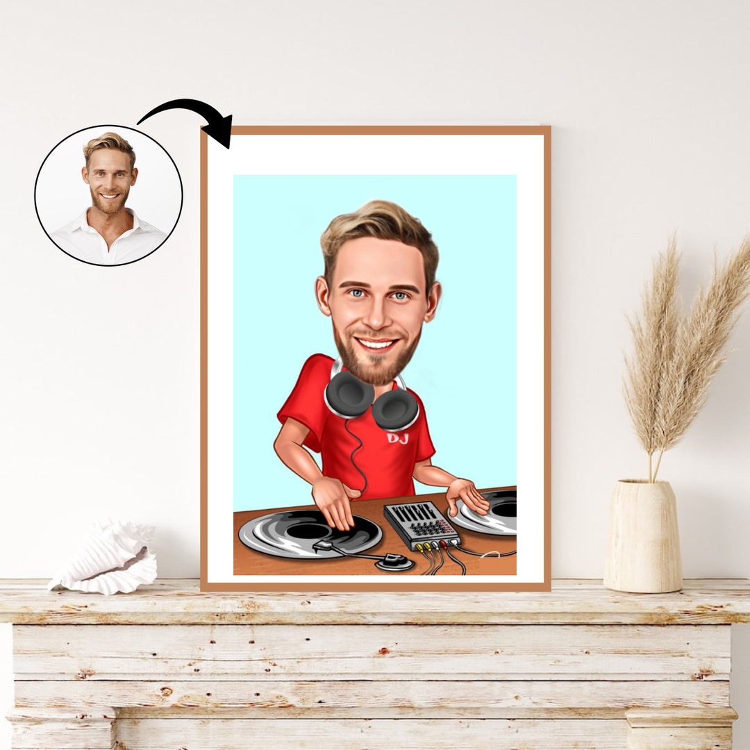 Custom DJ Caricature - Personalized Music Enthusiast Portrait Gift for ...