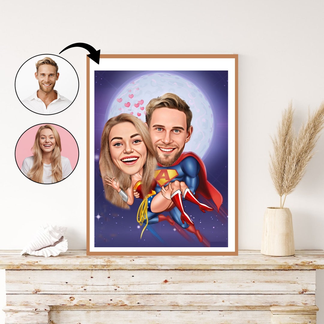 Personalized Couple Portrait, Unique Gift for Couples, Digital Download ...