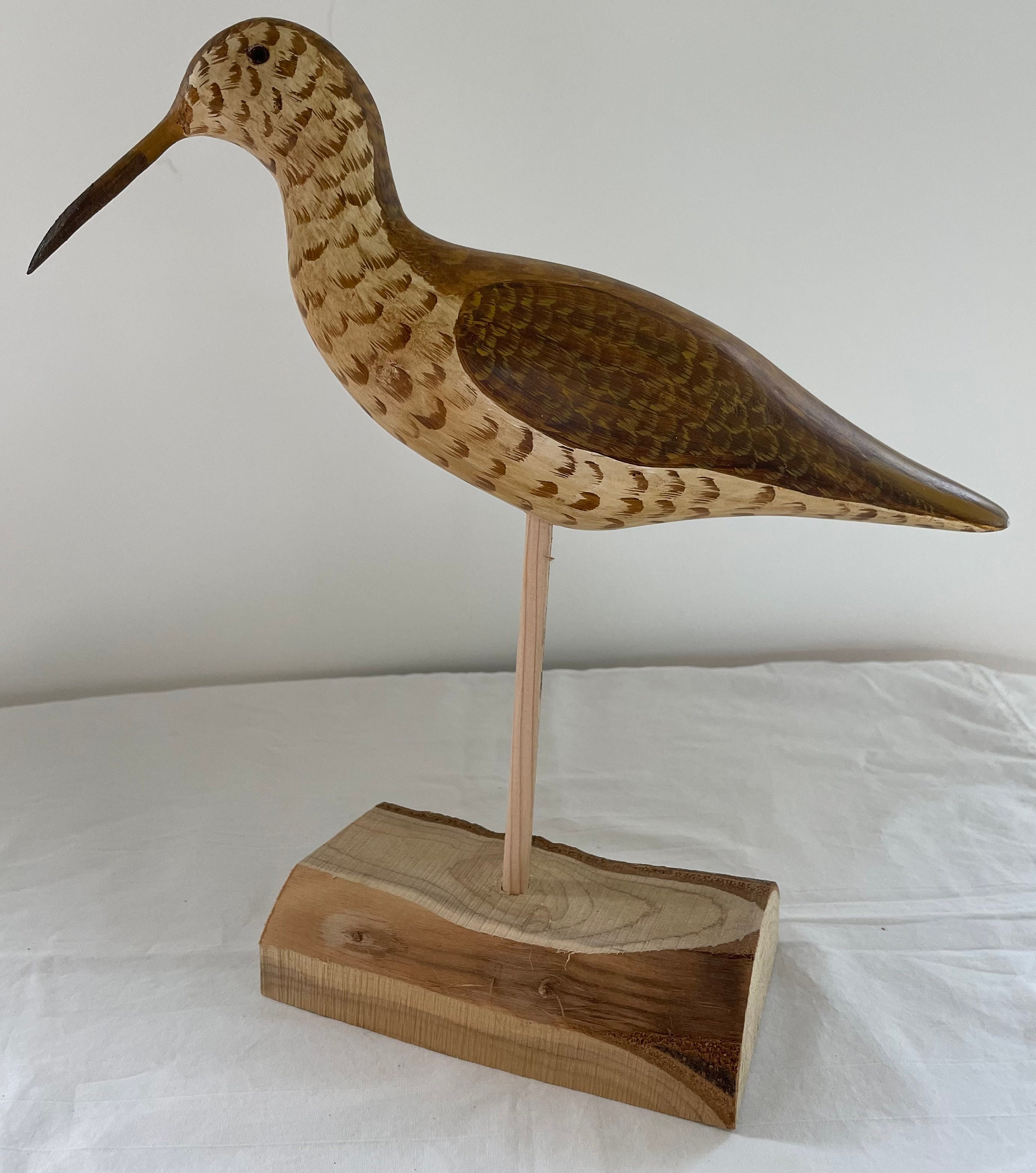 Hand Carved Wood Shorebird With Glass Eyes - Beach Cottage Decor - Etsy