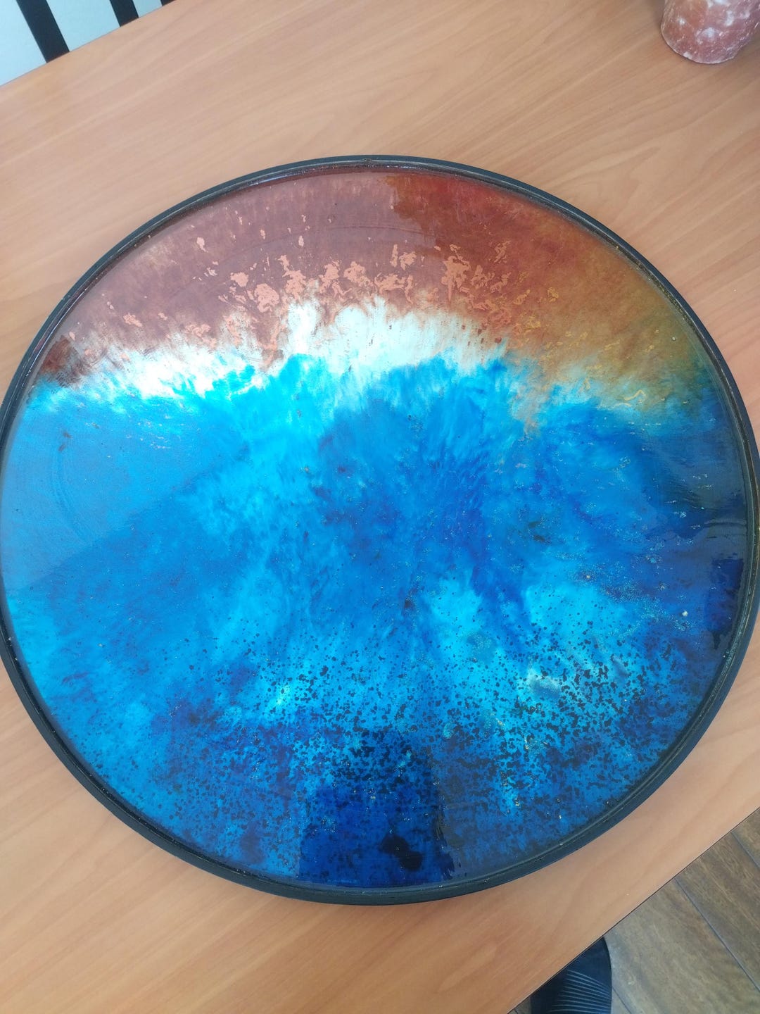 Table Résine époxy Translucide Psychédélique Art Tableau Miroir Tribal ...