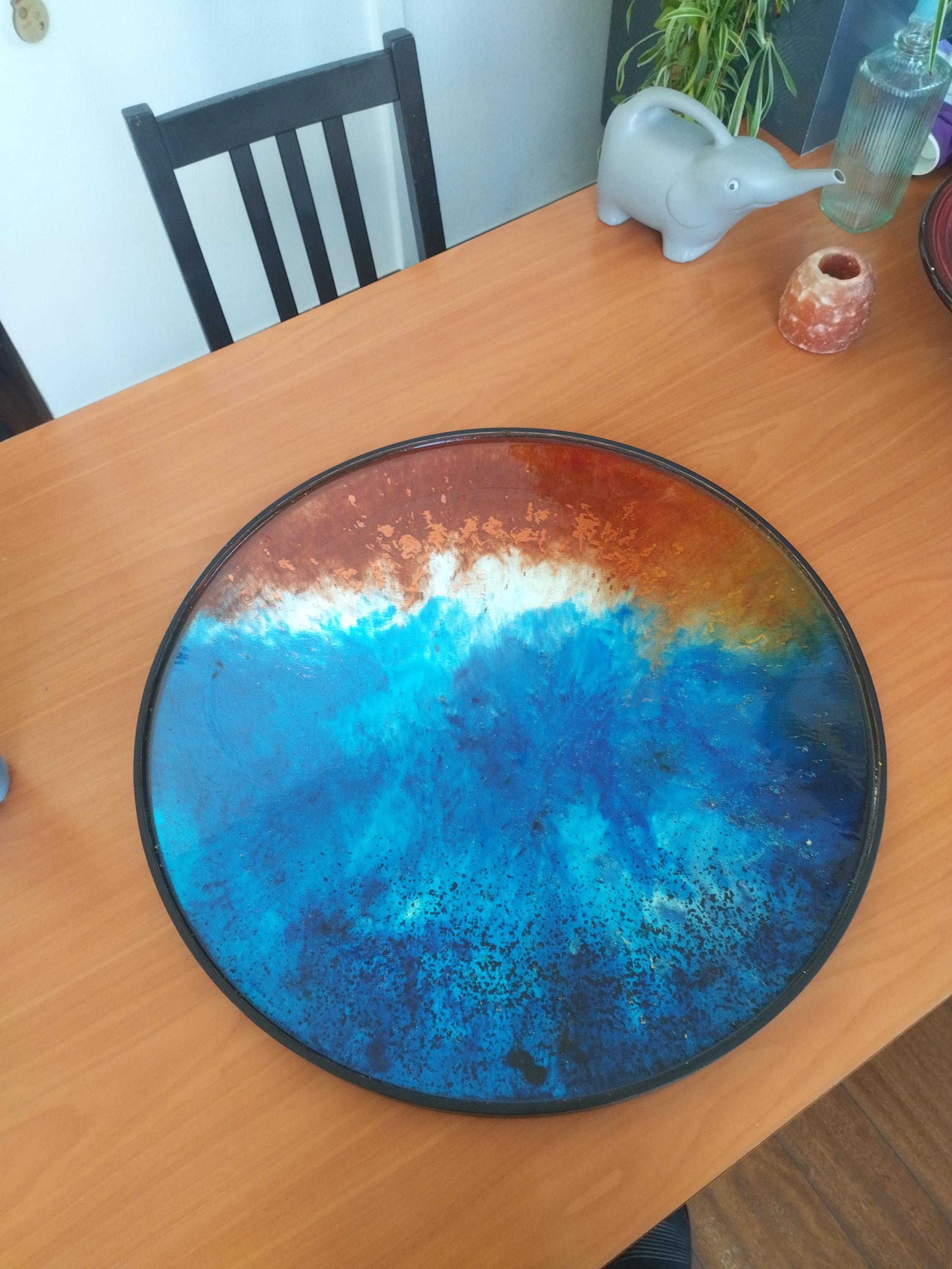 Table Résine époxy Translucide Psychédélique Art Tableau Miroir Tribal ...