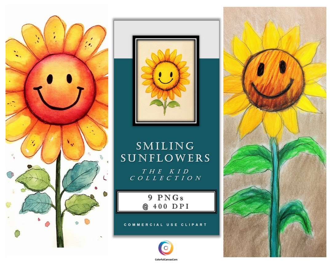Smiling Sunflowers – the Kid Collection – A Set of 9 Digital Art PNG ...