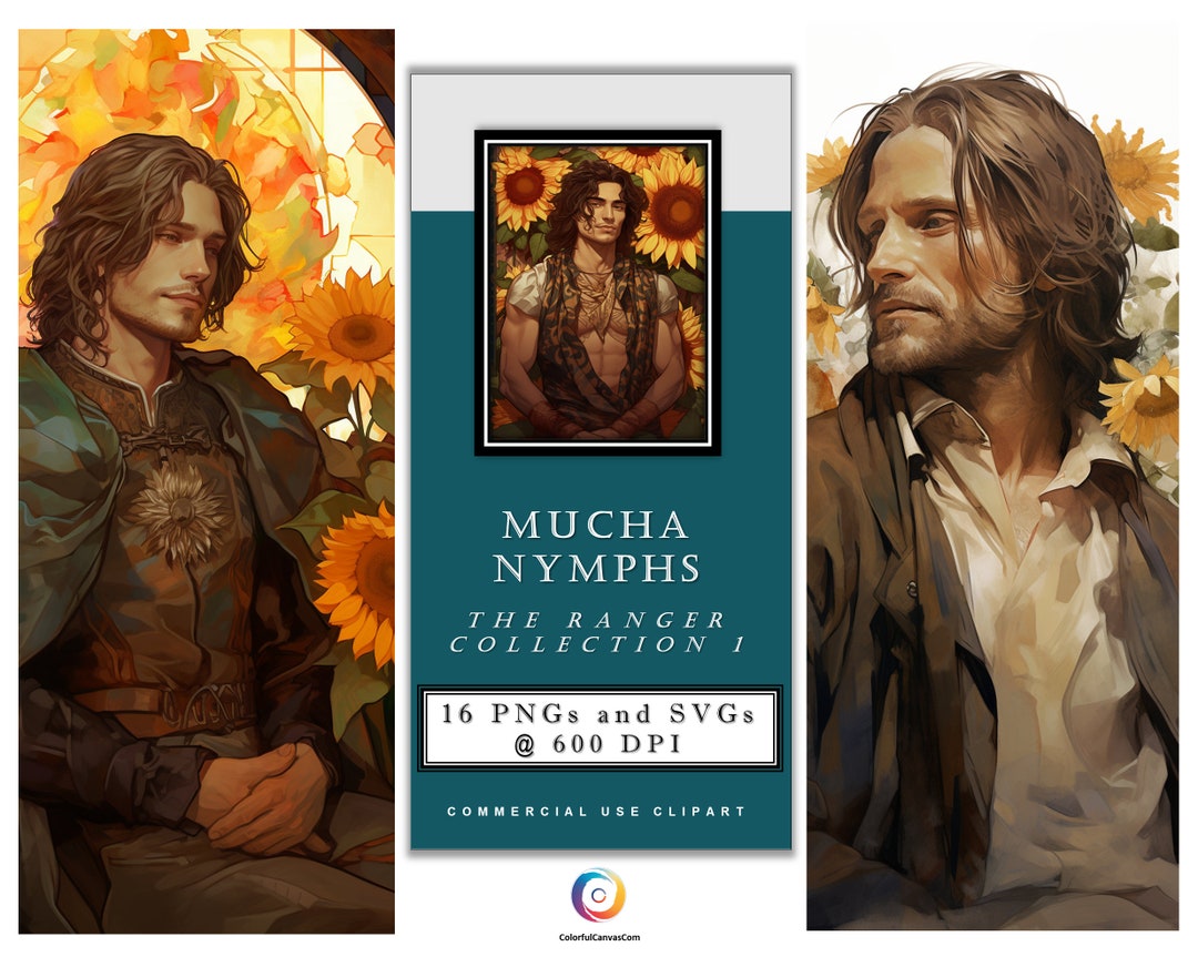Mucha Nymphs: the Ranger Collection 1 – Set of 16 Digital PNG & SVG Art ...