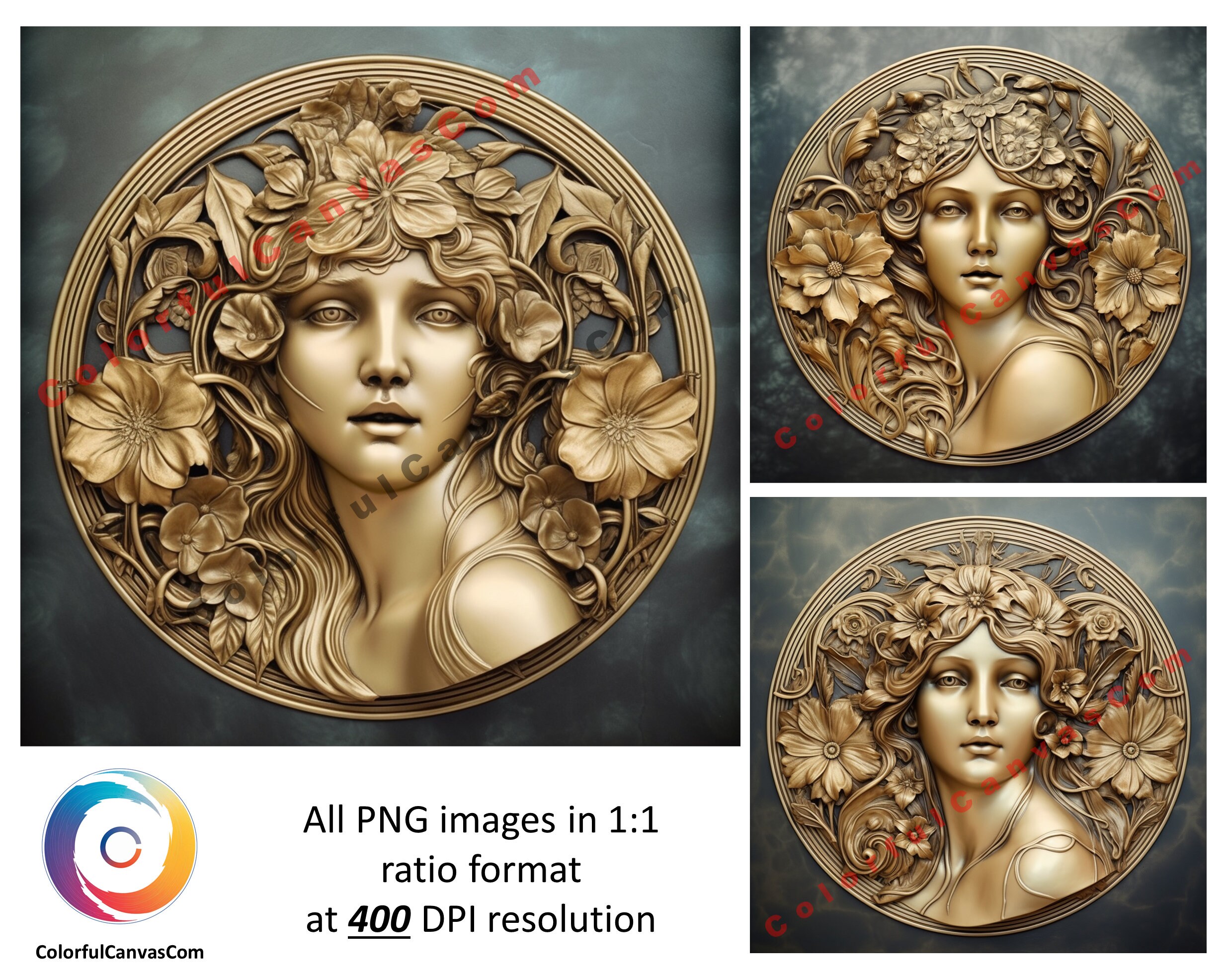Art Nouveau Forest Nymphs: the Bronze Relief Collection 1 A Set of 5 ...