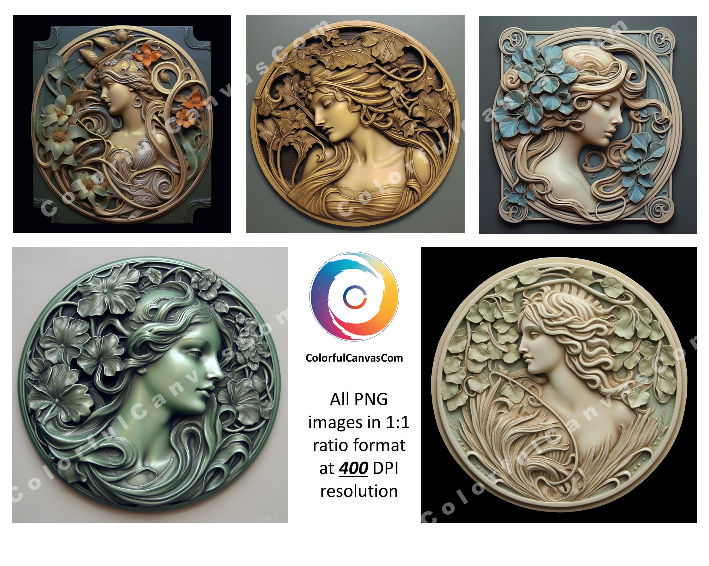 Art Nouveau - Forest Nymphs: Porcelain Relief Collection – A Set of 10 ...
