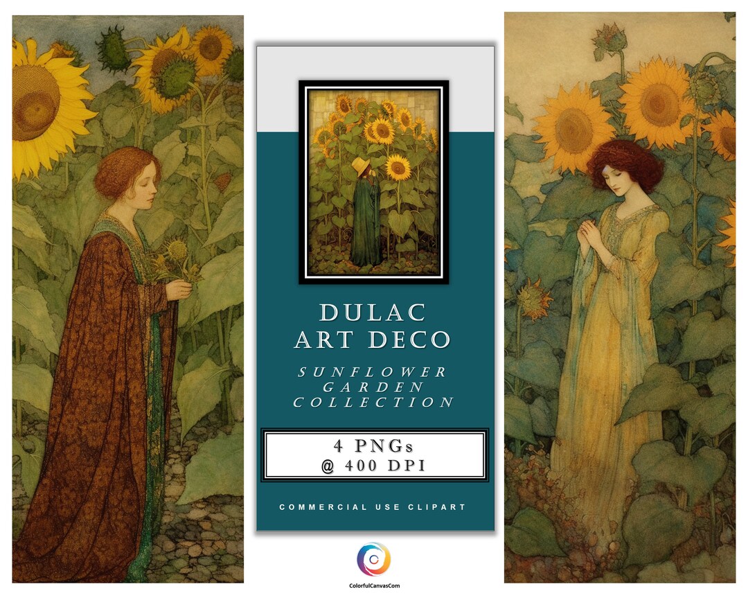 Dulac Art Deco – Sunflower Garden Collection – A Set of 4 Digital Art ...
