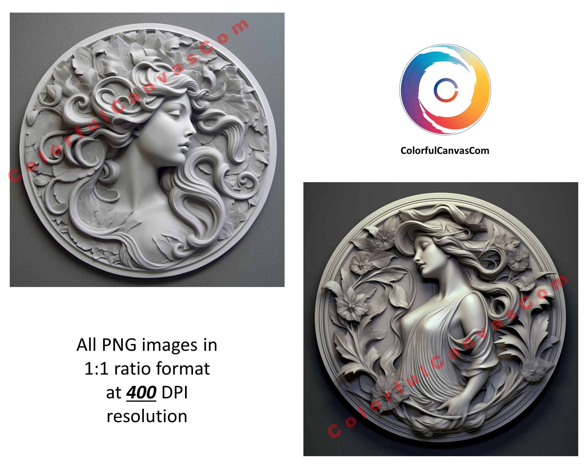 Art Nouveau Forest Nymphs: the Plaster Relief Collection A Set of 4 ...