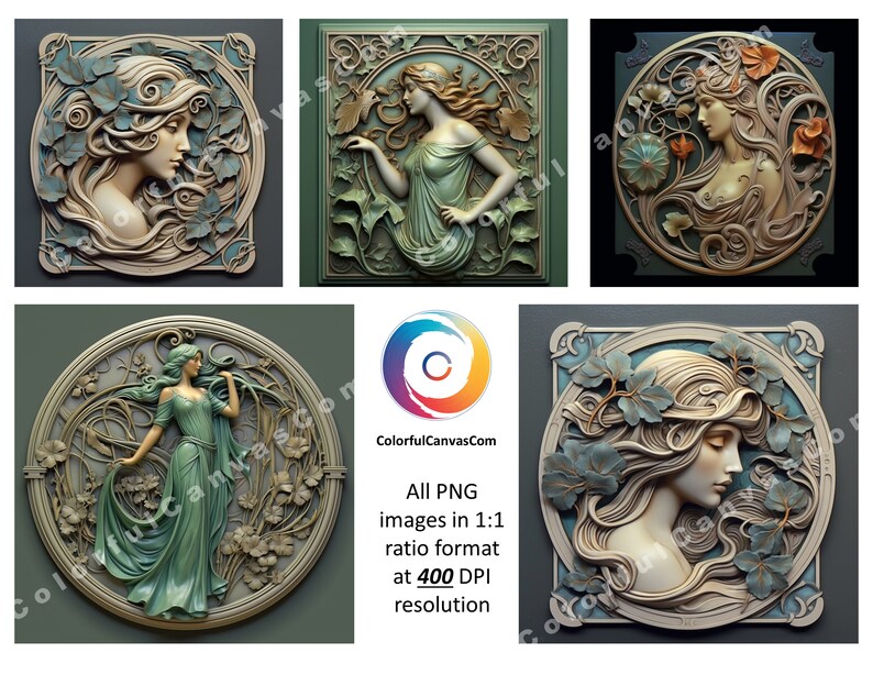 Art Nouveau - Forest Nymphs: Porcelain Relief Collection – A Set of 10 ...