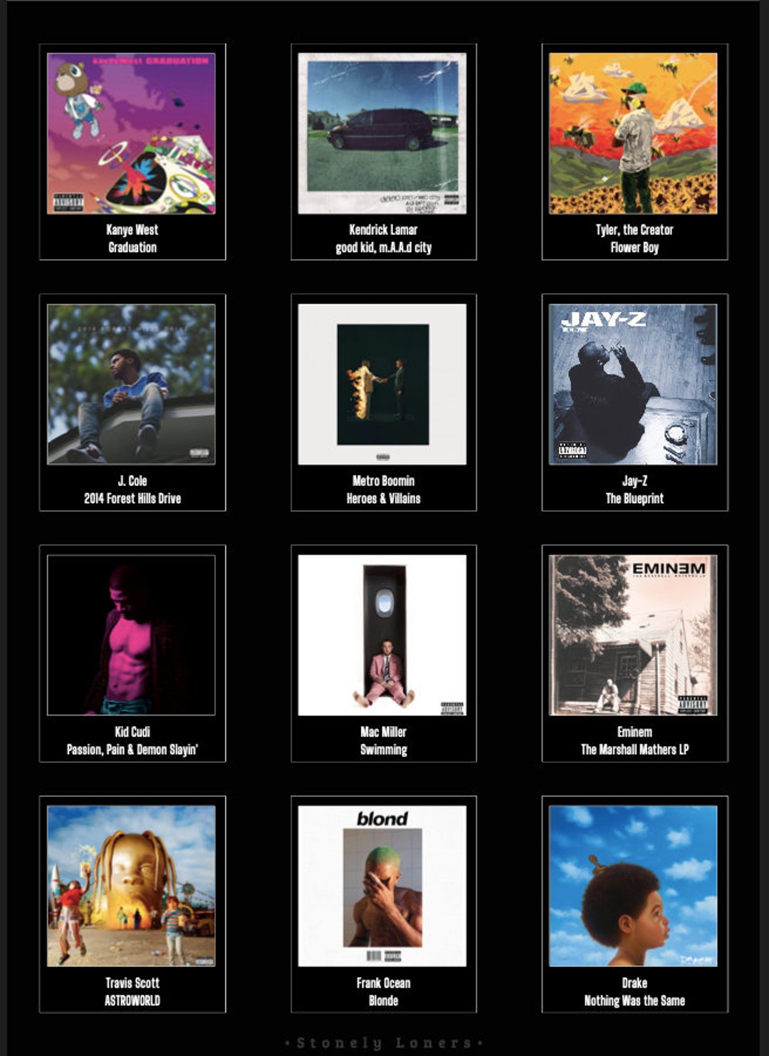 Digital Poster Rap Legends Poster Hip-hop Wall Art Kendrick Drake ...