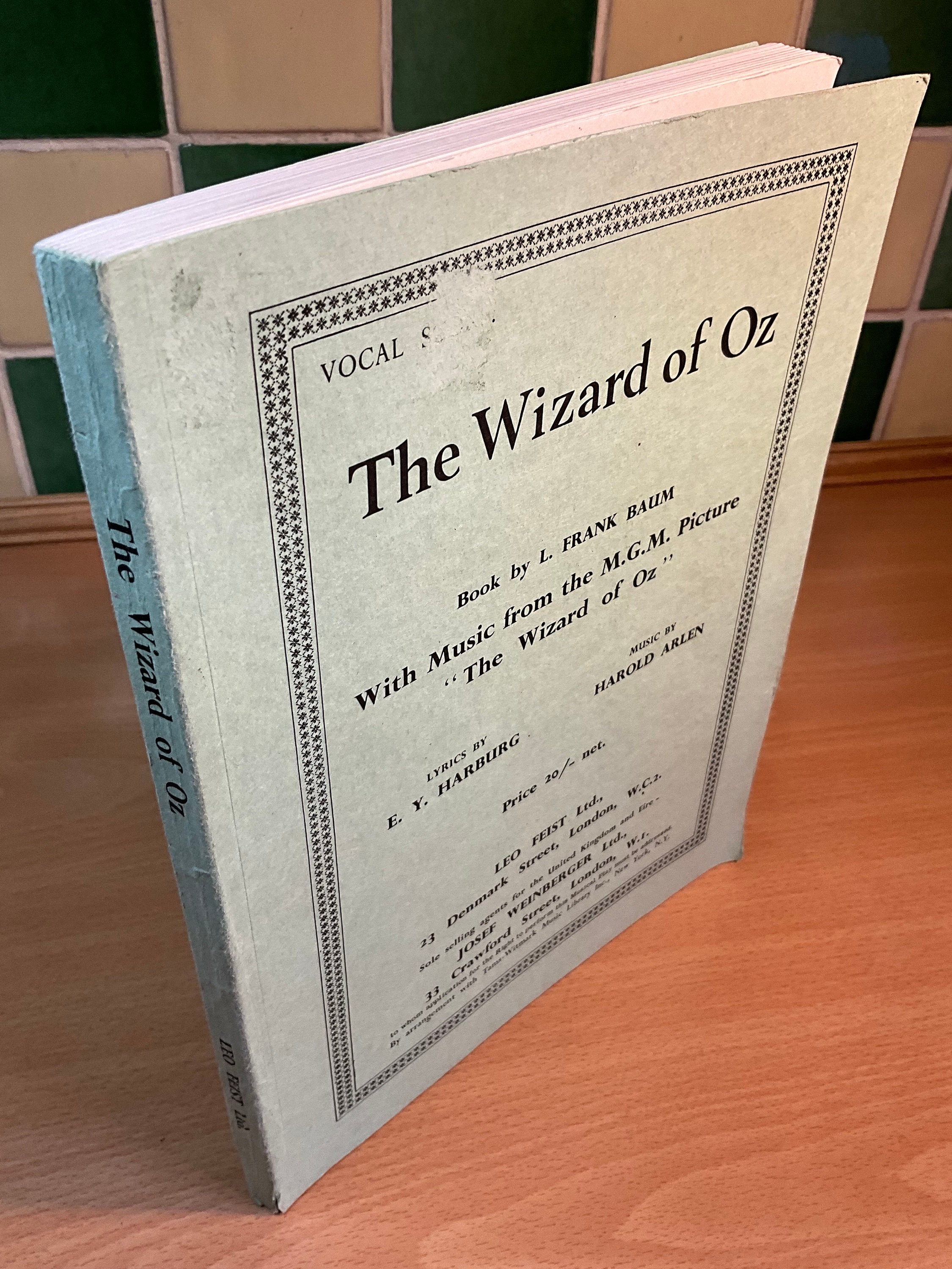 The Wizard of Oz by L. Frank Baum Vocal Score With Music - Etsy