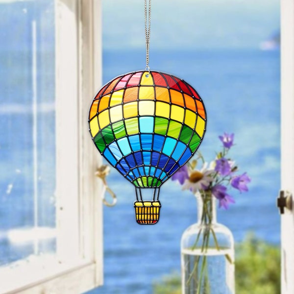 Hot Air Balloon Glass Hanging - Etsy