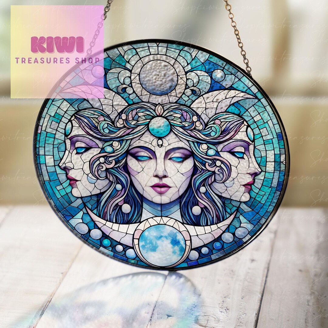 Hekate Glass Suncatcher Triple Goddess Hecate Window Hanging Hekate ...