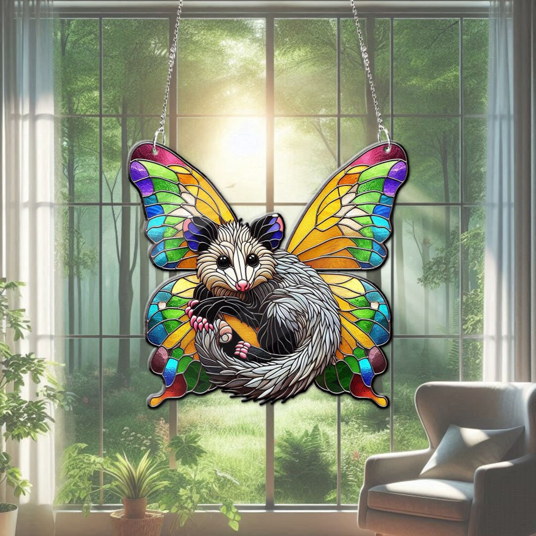 Opossum With Butterfly Wings ACRYLIC Window Hanging, Wall Art, Acrylic ...