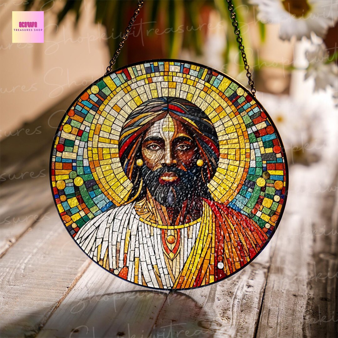 African Jesus Glass Suncatcher: Religious Window Hanging - Etsy
