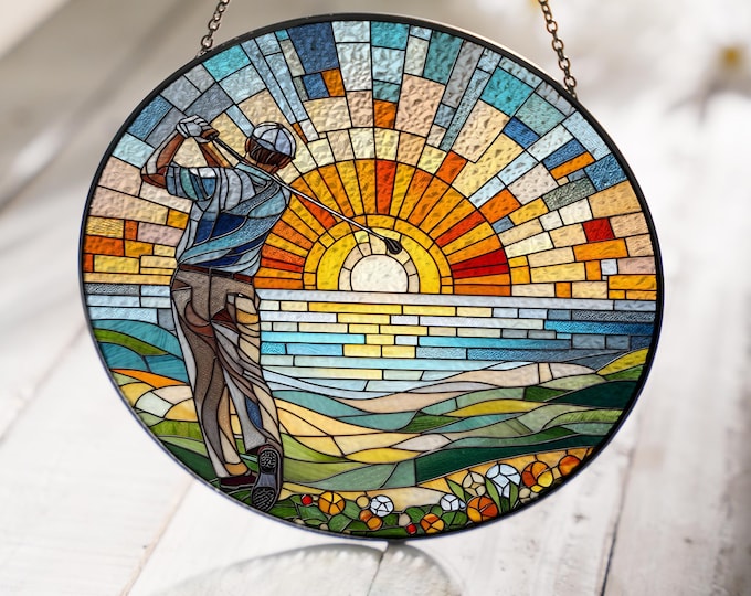 Female Golfer Stained Glass Suncatcher - Etsy