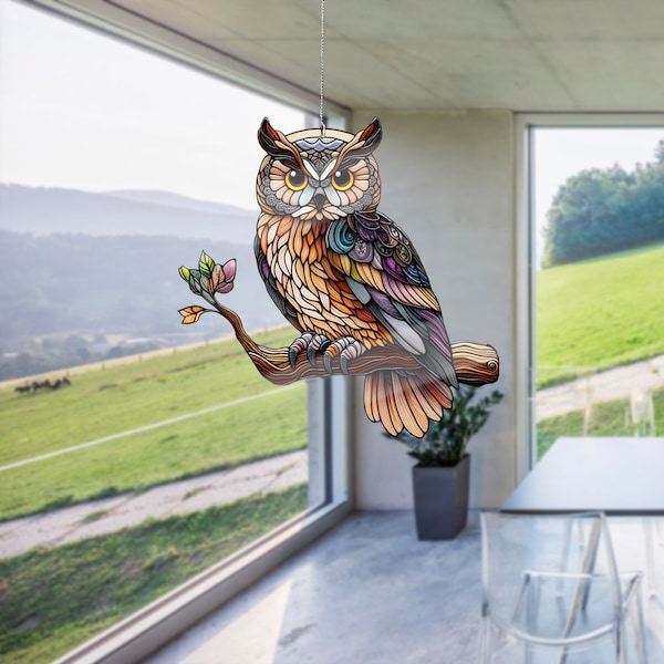 Stained Glass Owl Window Hanging - Etsy