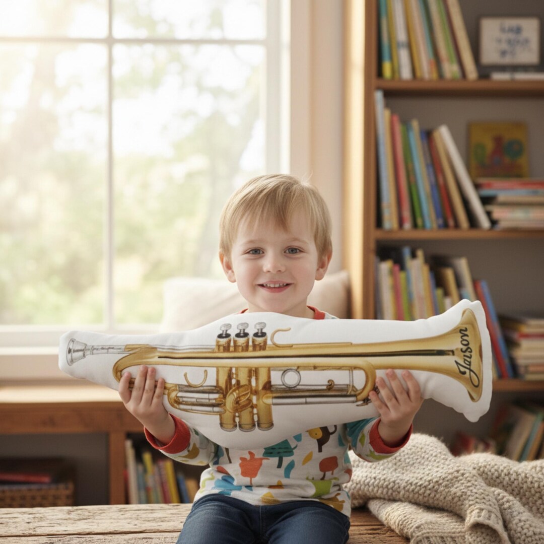 Custom Trumpet Plush Pillow: Personalized Musical Instrument Music Room ...