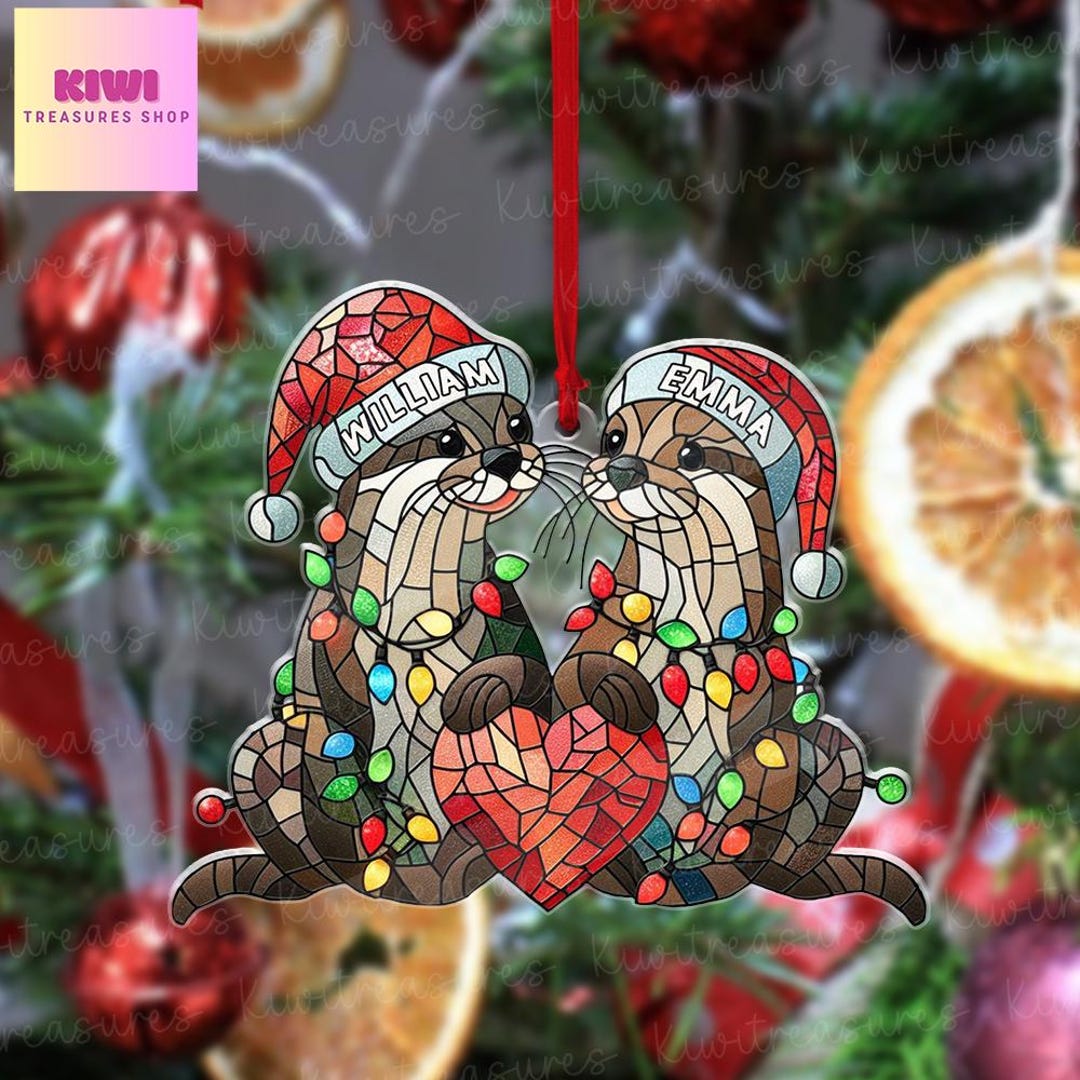 Personalized Christmas Otter Couple Ornament, Ferret Ornament, Otter ...