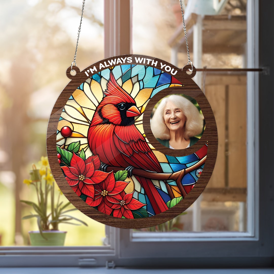 Personalized Cardinal Photo Memorial Suncatcher Ornament - Etsy