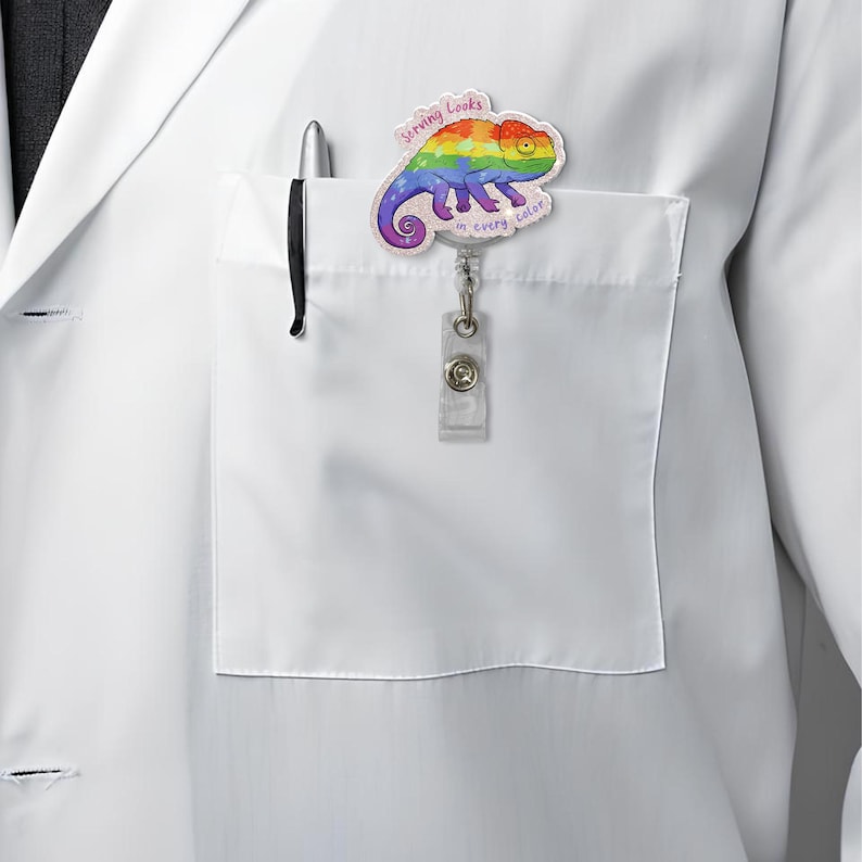 Rainbow Chameleon Badge Reel: LGBTQ Pride ID Holder, Nurse Gift - Etsy