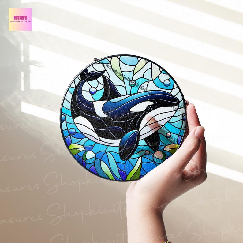 Orca Suncatcher | Glass Killer Whale Window Hanging - Etsy