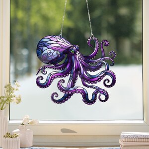 Purple Octopus Acrylic Window Hanging: Coastal Home Decor - Etsy
