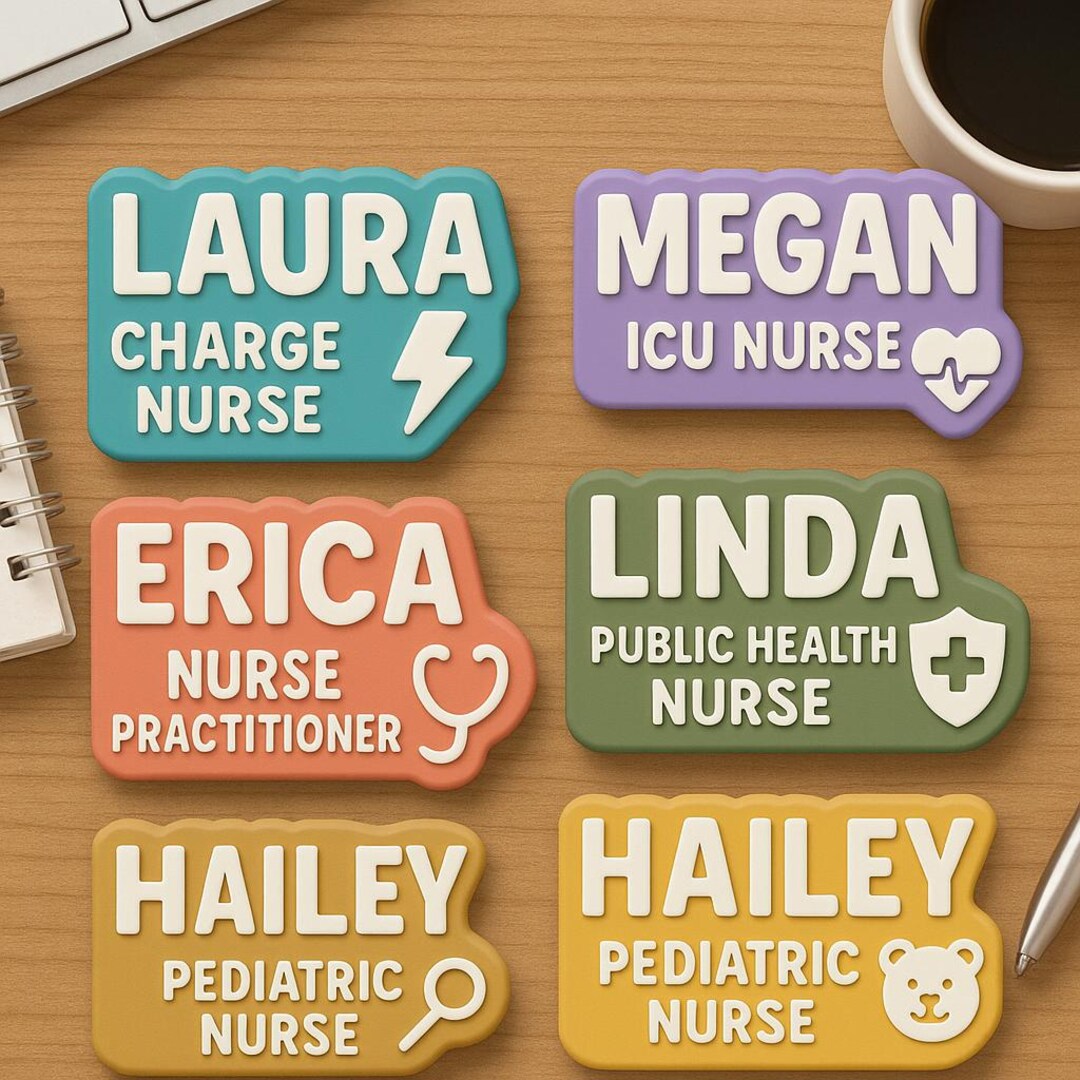 Custom Nurse Name Tags – 2-layer Magnetic Badge With Personalized Title ...