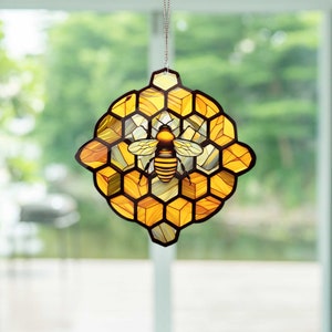 Honey Bee ACRYLIC Window Hanging, Honey Bee Acrylic Window Decor ...