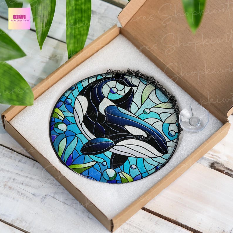 Orca Suncatcher | Glass Killer Whale Window Hanging - Etsy