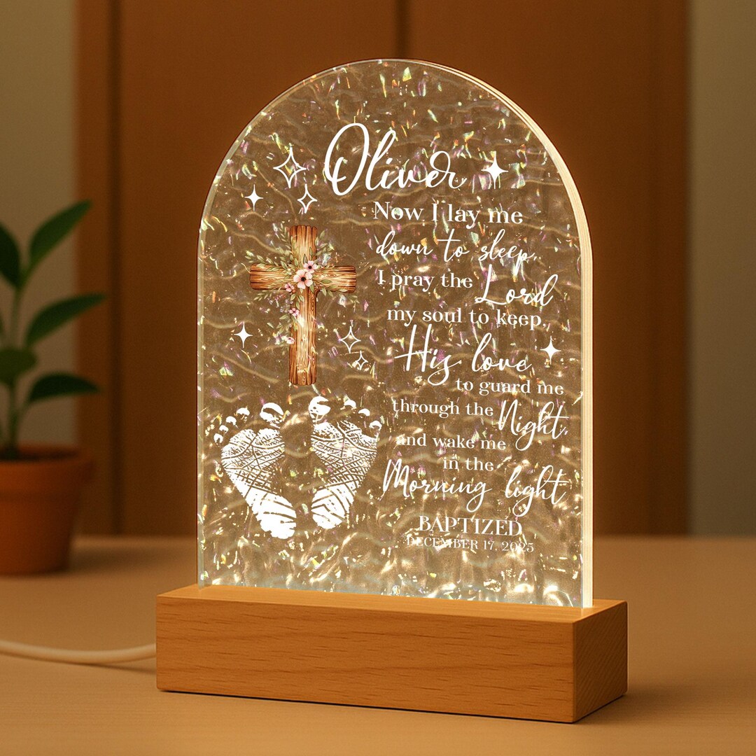 Personalized Baptism Night Light for Baby Boy – Custom Christian ...