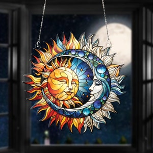 Celestial Sun & Moon Acrylic Window Hanging: Witchcraft Decor - Etsy
