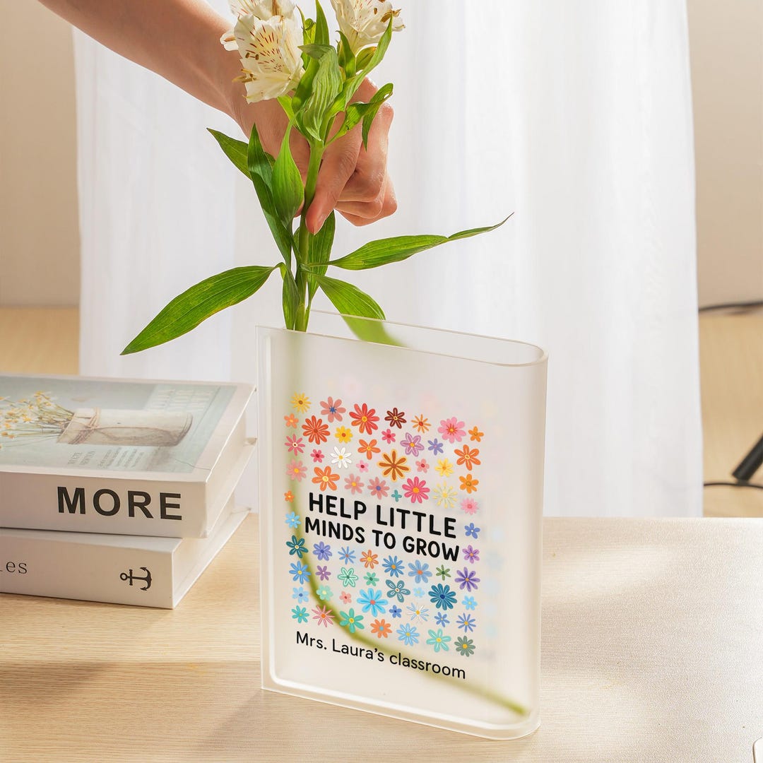 Custom Teacher Appreciation Vase, Teacher Book Vase, Teacher Desk Decor ...
