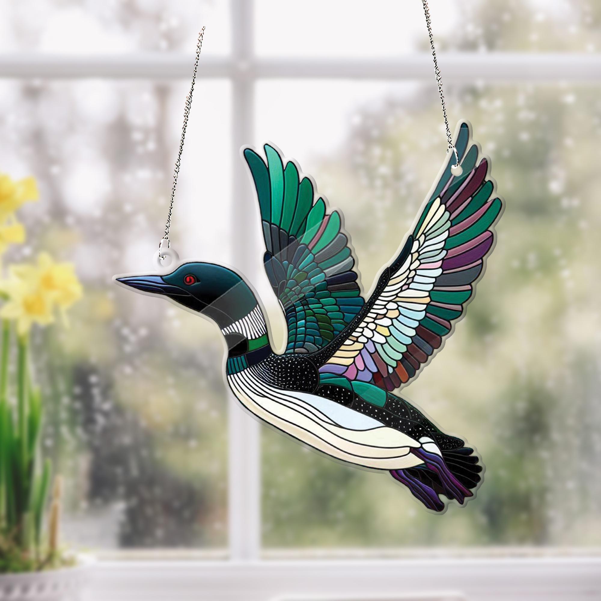 Loon Bird Acrylic Window Hanging: Faux Stained Glass Wall Art - Etsy