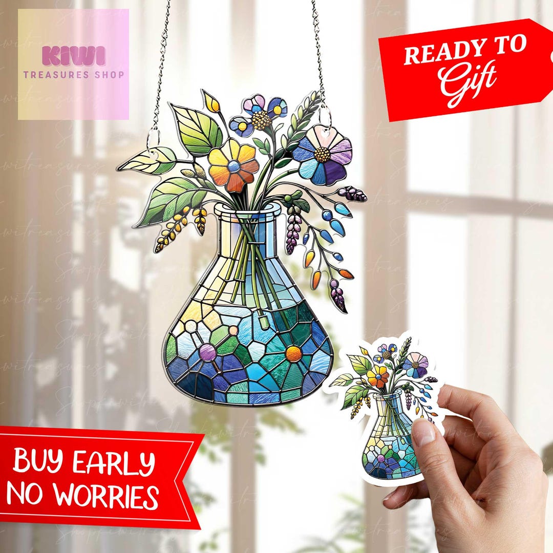 Flower Flask Acrylic Window Hanging: Scientist Gift - Etsy