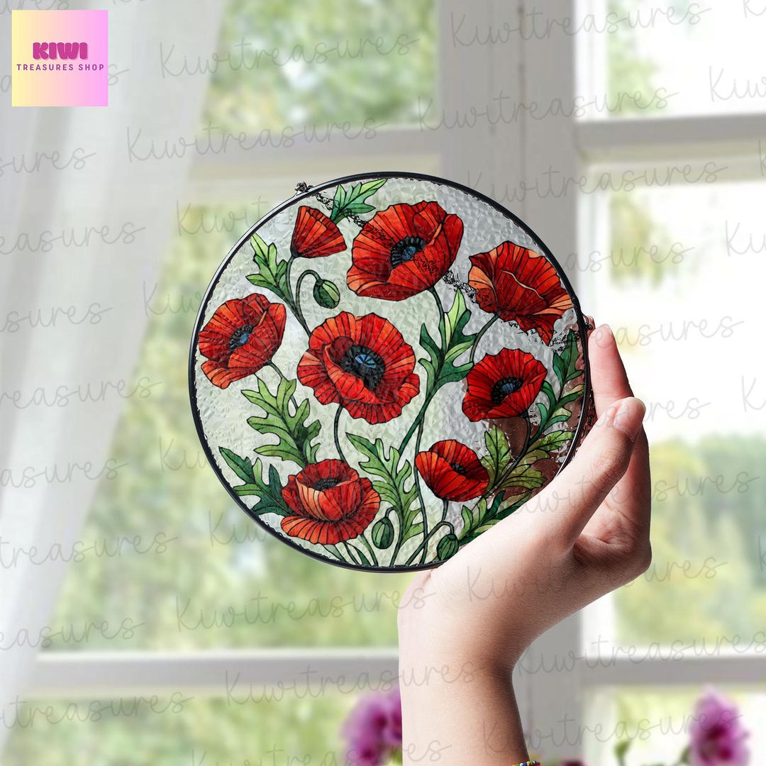 Red Poppy Flowers GLASS Decor, Poppy Flowers Gift, Flower Lover Decor ...