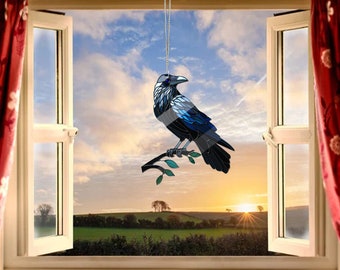 Stained Glass Raven - Etsy