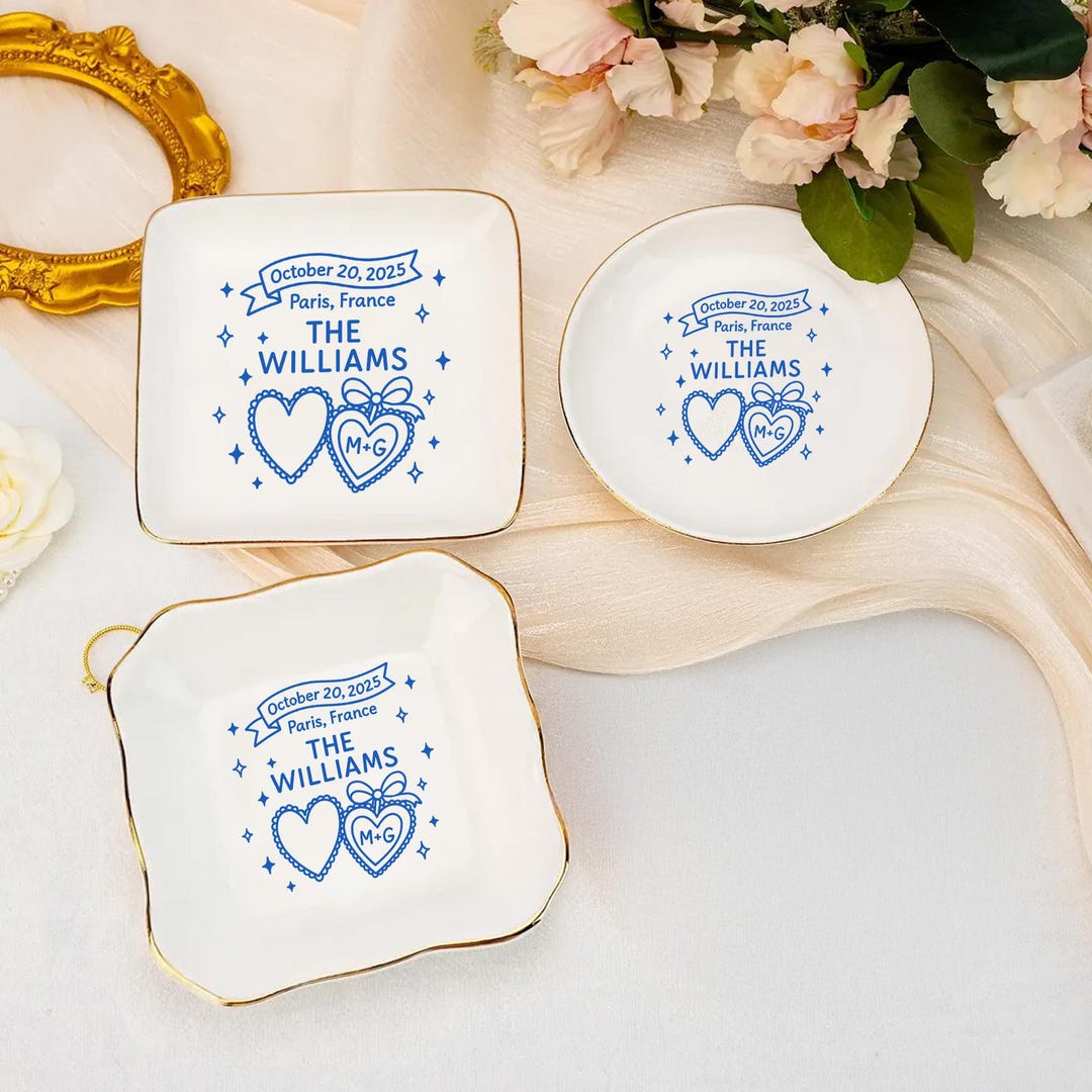 Custom Wedding Ring Tray, Personalized Jewelry Tray With Date & Names ...